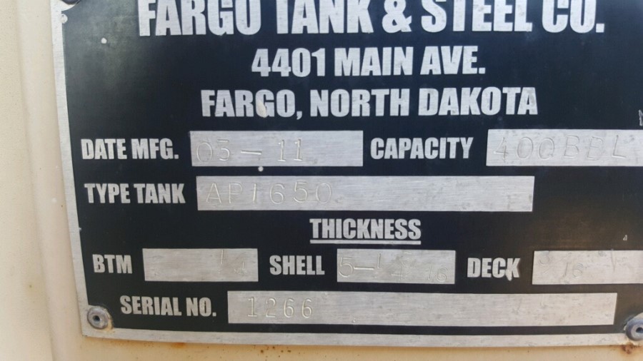 93010796 - 400 BBL Steel Tanks